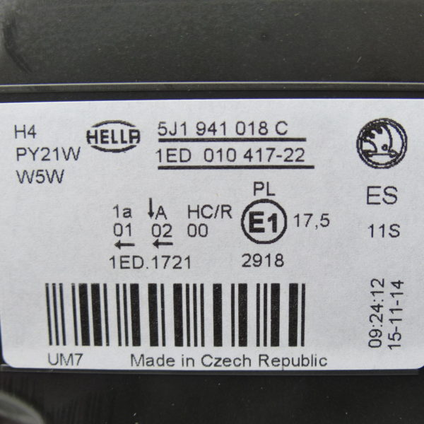 Hella originalen žaromet Škoda Fabia II 5J, Škoda Roomster za desno ...